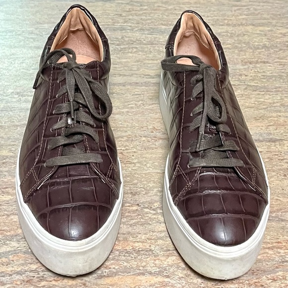 Halogen | Shoes | Halogen Croco Brown Leather Platform Sneakers | Poshmark